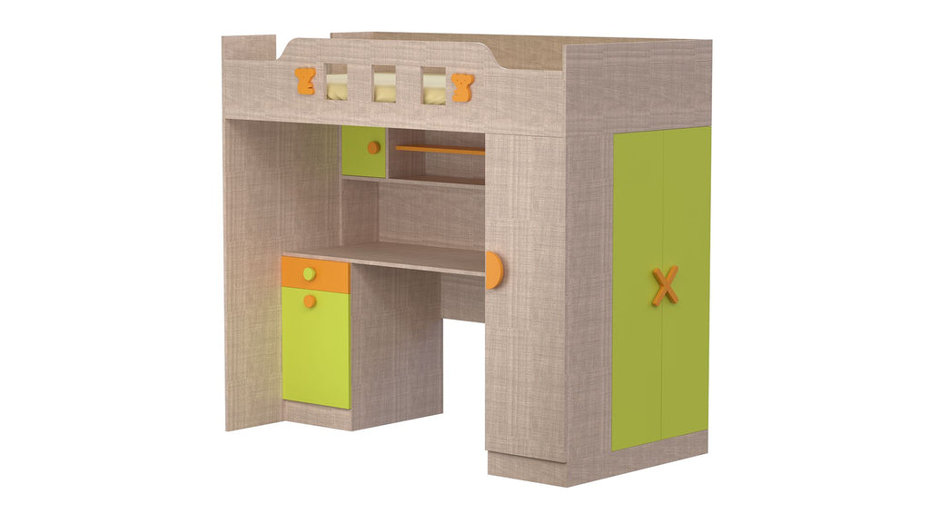 Adona Novara Loft Bed w/Study Desk Light, Bookshelf & Wardrobe | Adona ...