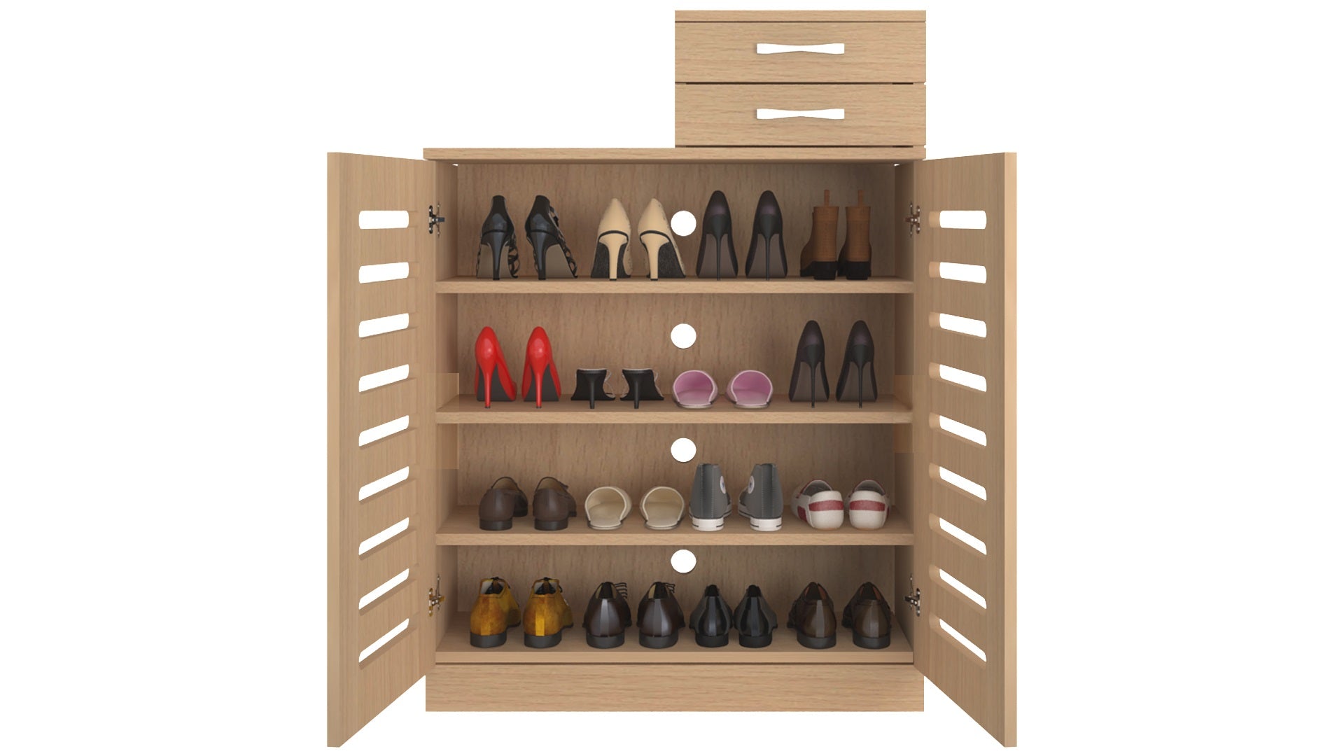 Adona Austin Slatted Shoe Rack with 2 Drawers – Adona Woods