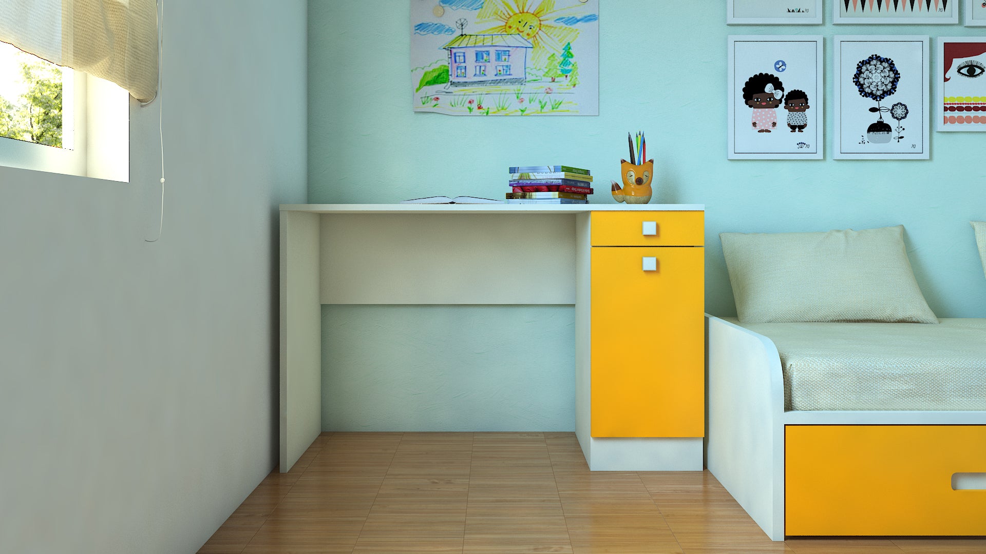 Adona Celestia Kids Study Desk w/Cabinet and Drawer Azure Blue – Adona ...