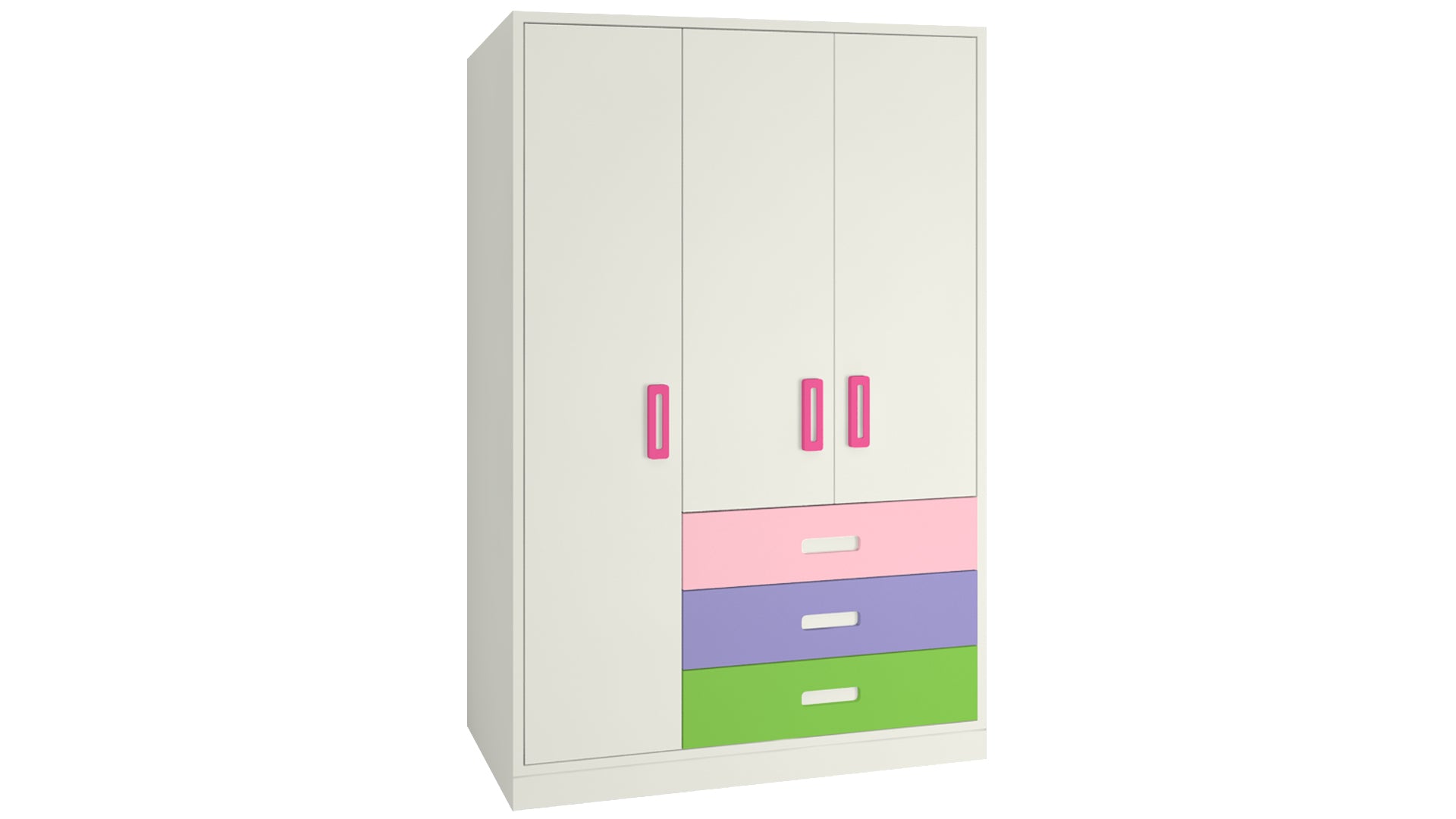 Adona Fiona 3-Door Multicolor Wardrobe with 3 Drawers Ivory Finish ...