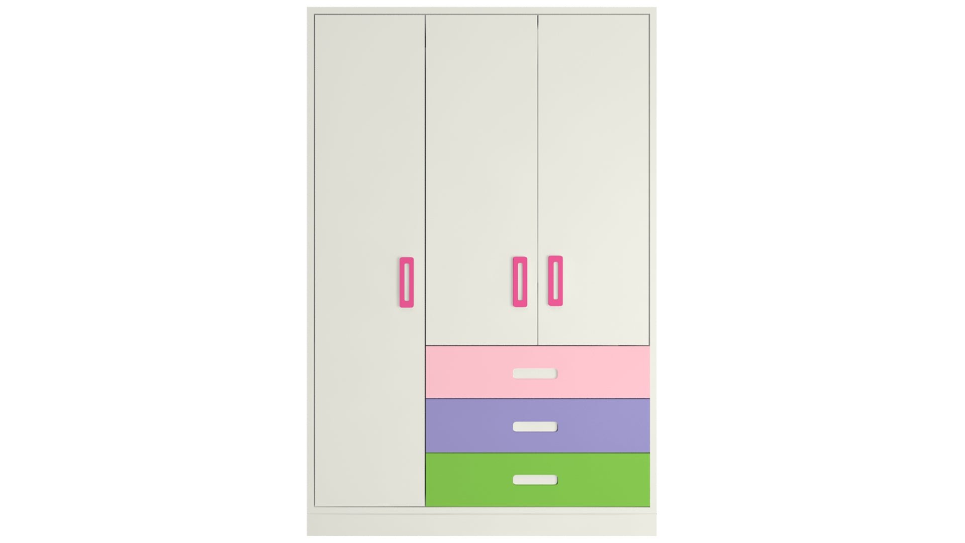 Adona Fiona 3-Door Multicolor Wardrobe with 3 Drawers Ivory Finish ...