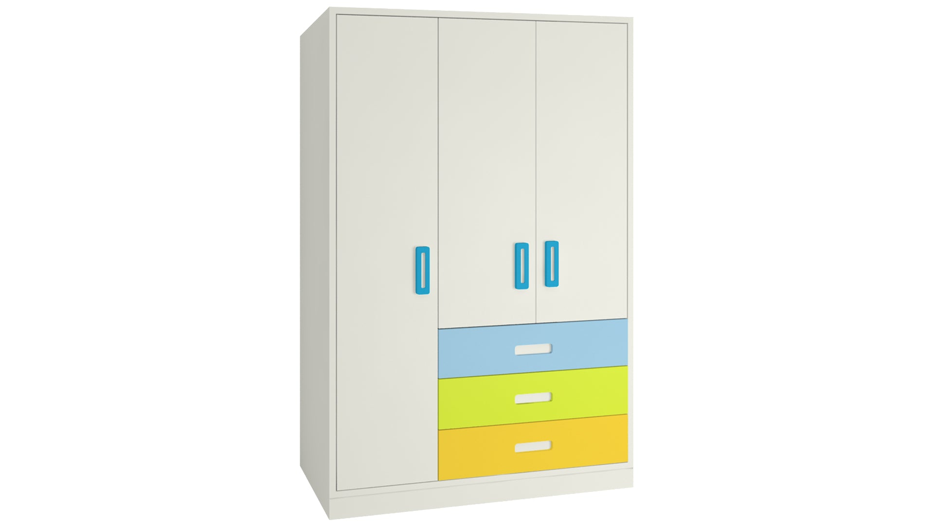 Adona Fiona 3-Door Multicolor Wardrobe with 3 Drawers Ivory Finish ...