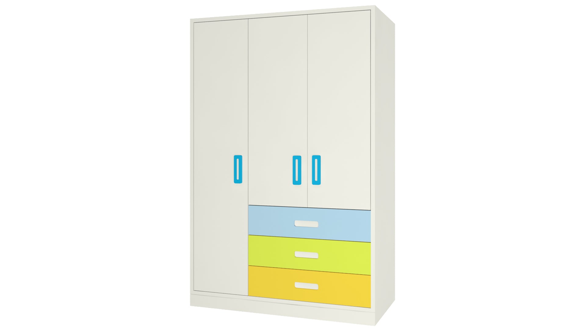 Adona Fiona 3-Door Multicolor Wardrobe with 3 Drawers Ivory Finish ...
