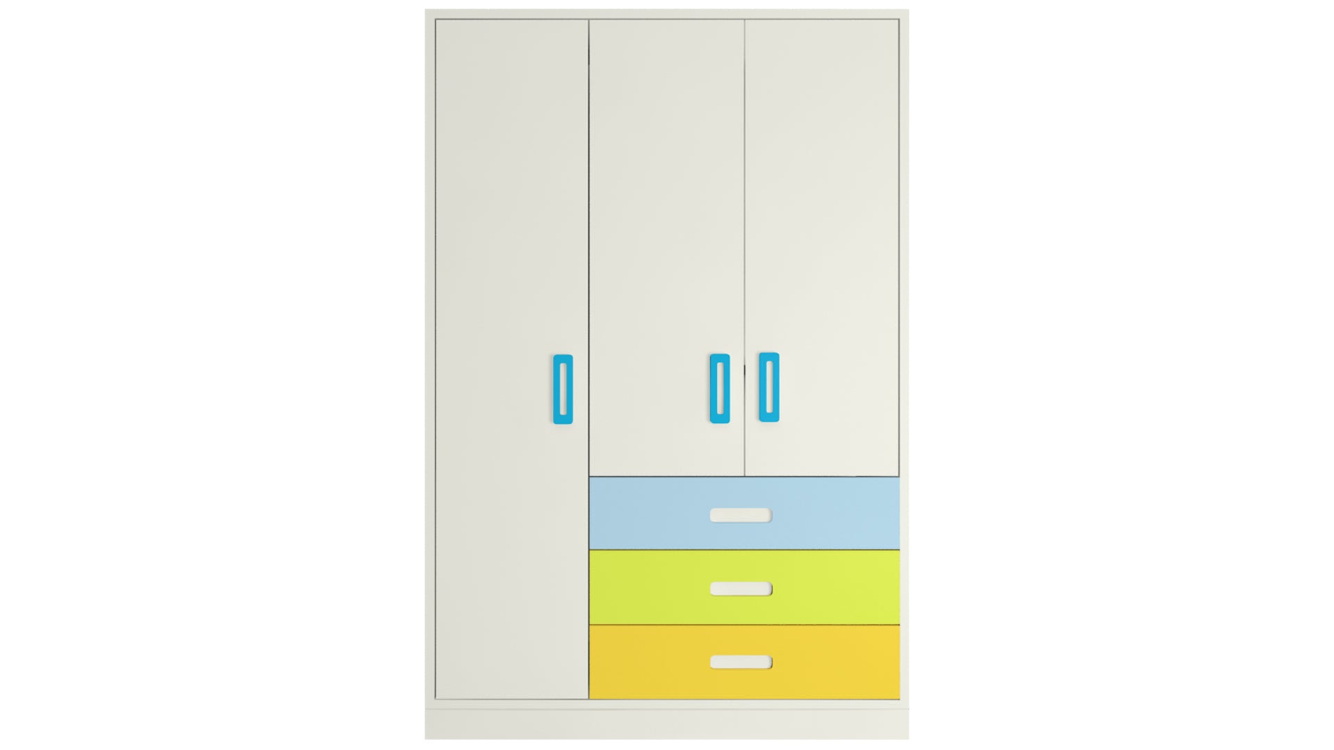 Adona Fiona 3-Door Multicolor Wardrobe with 3 Drawers Ivory Finish ...