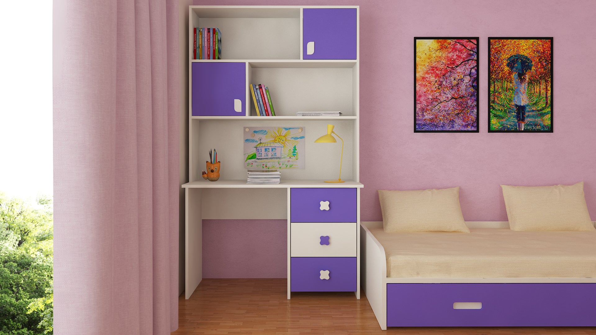 Adona Flora Study Table with Shelf - Ideal Study Desk for Kids – Adona ...