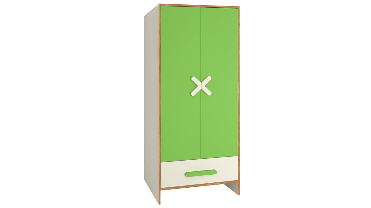 Adona Novara Kids Wardrobe w/2 Drawers and Wooden Handles Verdant Green ...
